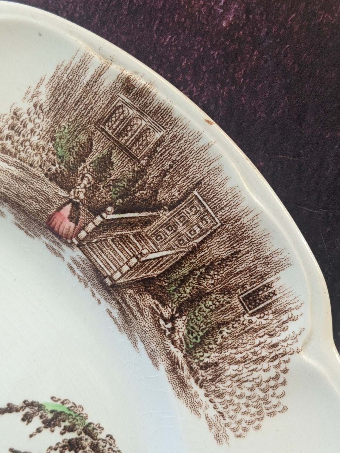 Vintage 1930s Haddon Hall Plate by Johnson Bros: Brown Transferware - Etsy