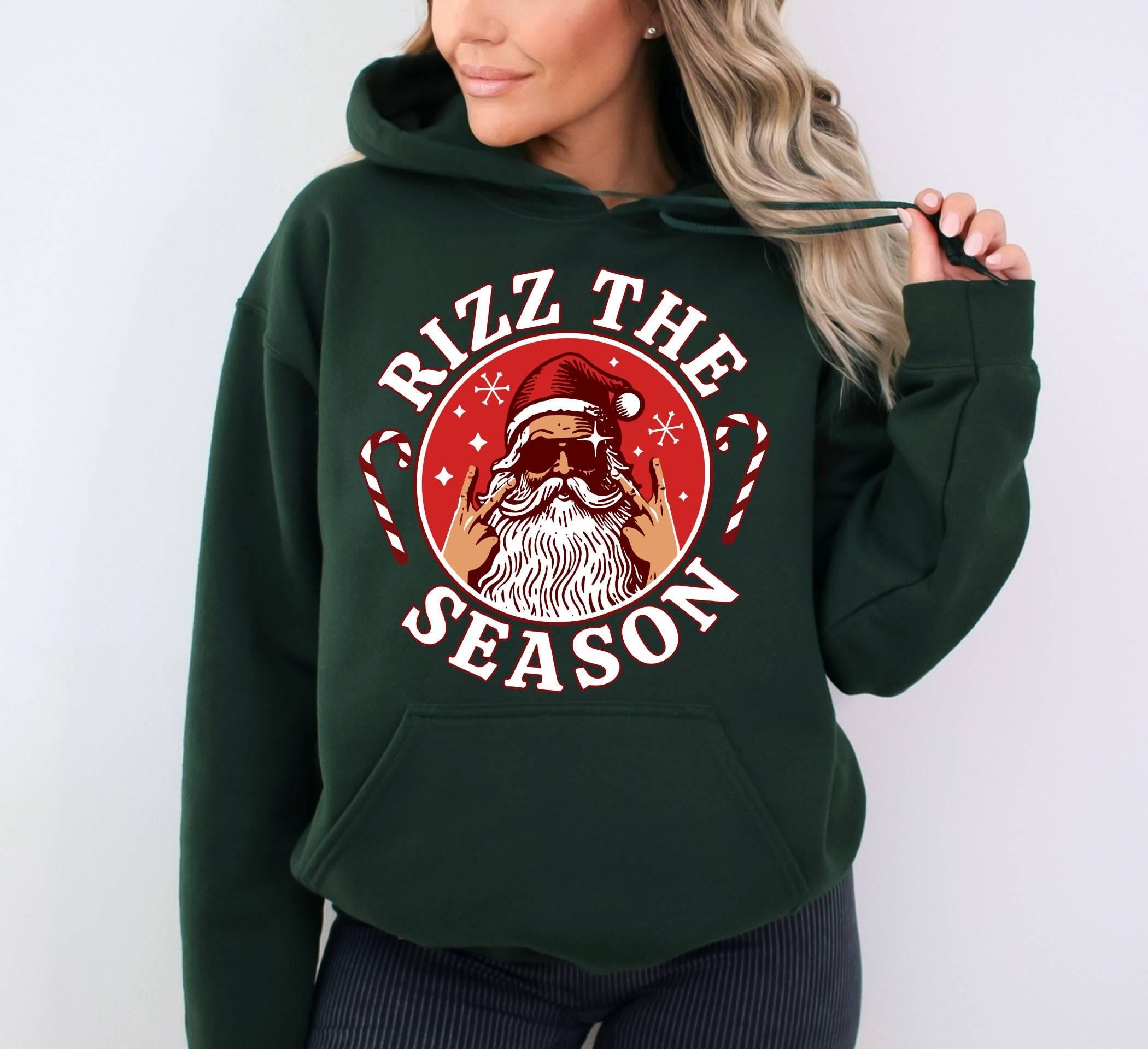 Rizz the Season Hoodie, Rizzler Santa Claus Hoodie, Merry Rizzmas ...