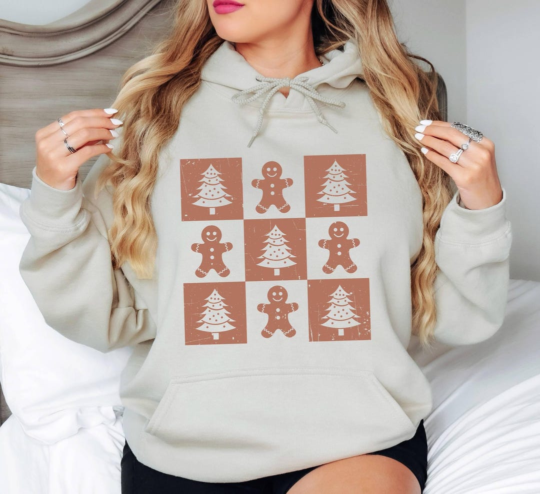 Retro Gingerbread Hoodie, Cute Christmas Hoodie, Women Holiday Hoodie ...