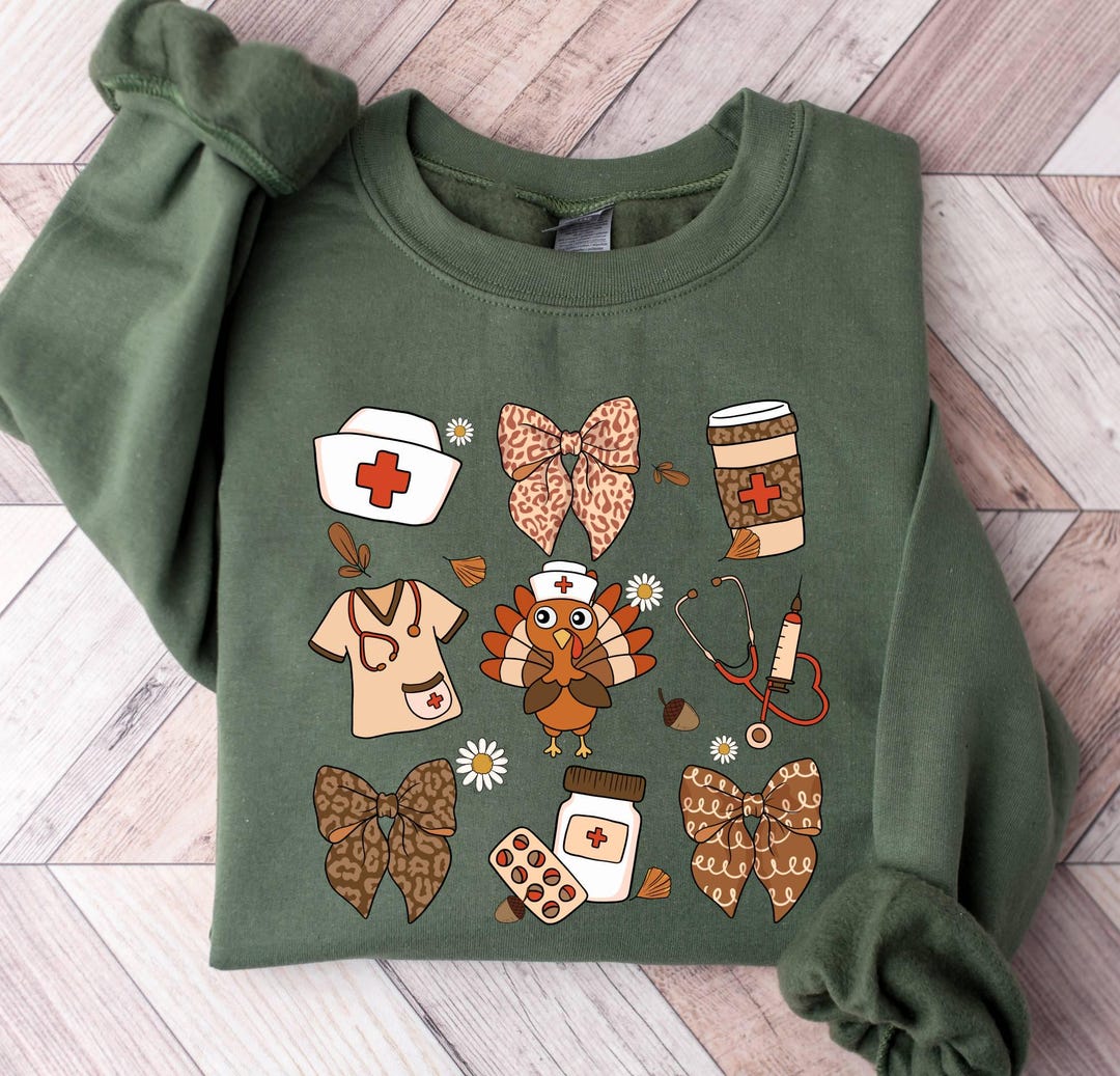 Nurse Thanksgiving Sweatshirt, Cute Nurse Thanksgiving Sweatshirt ...