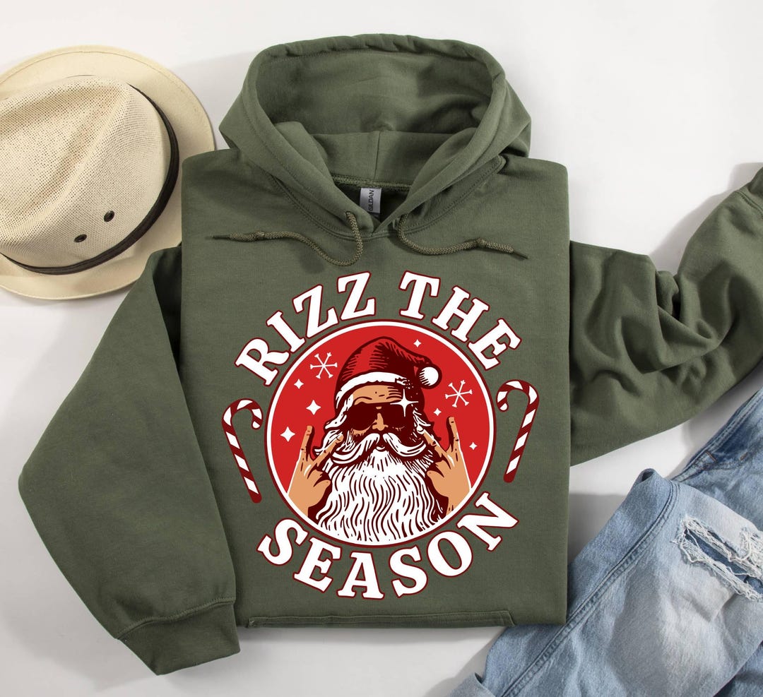 Rizz the Season Hoodie, Rizzler Santa Claus Hoodie, Merry Rizzmas ...