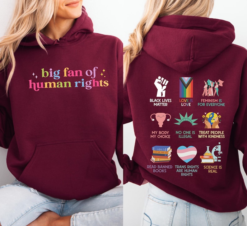 Big Fan of Human Rights Hoodie, Equality Social Justice Hoodie ...
