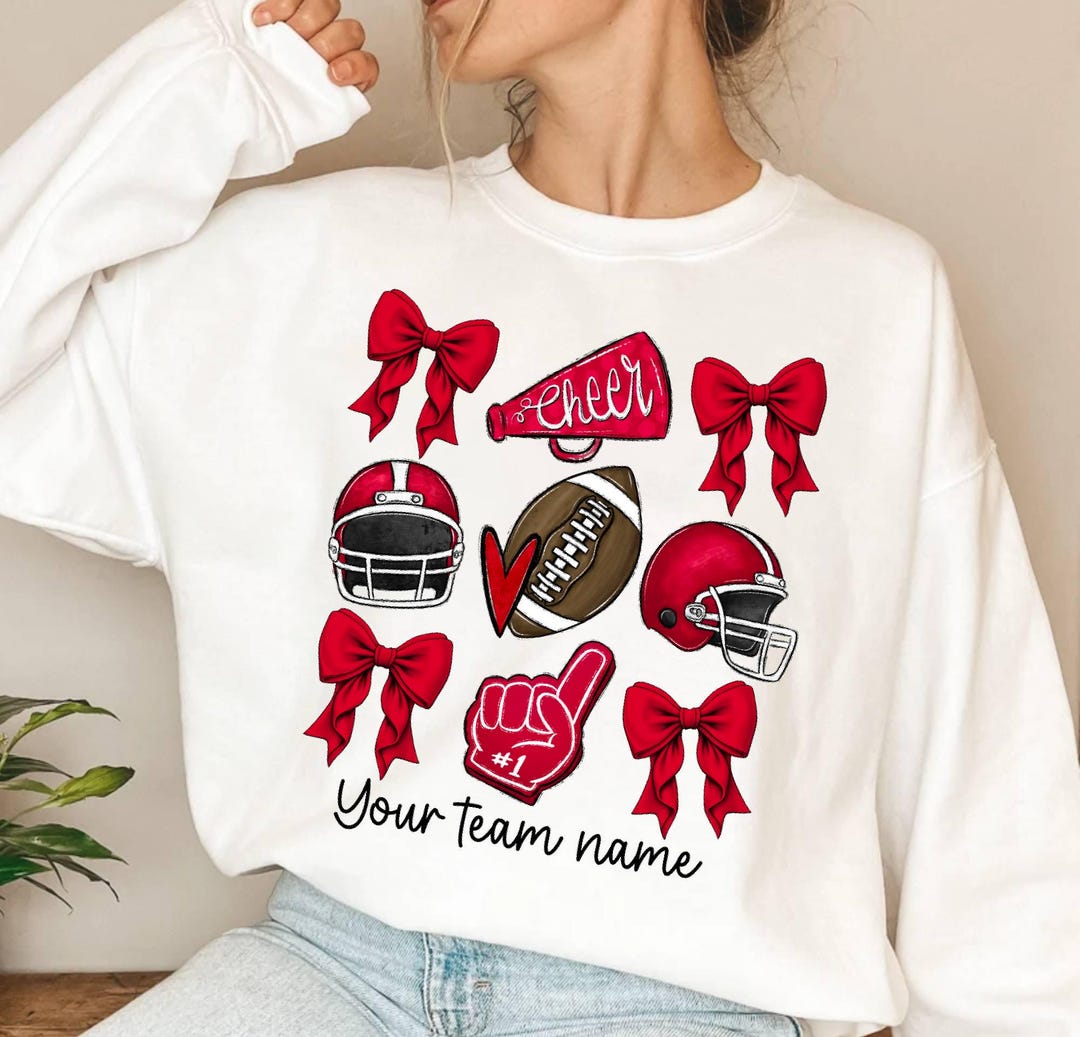 Custom Football Cheer Mom Sweatshirt,cute Mascot Bow Sweatshirt ...