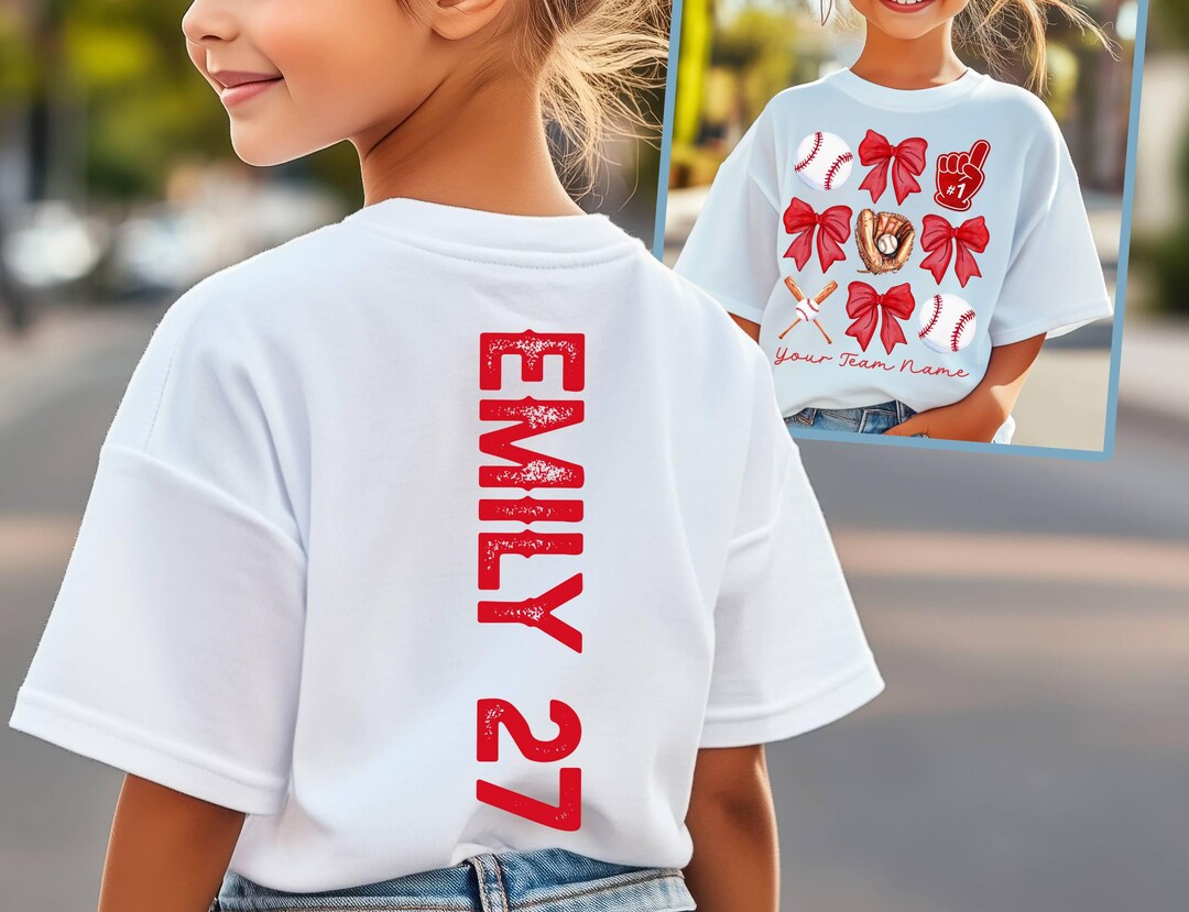 Personalized Baseball Sister Shirt With Bow, Team Sister T Shirt Name ...
