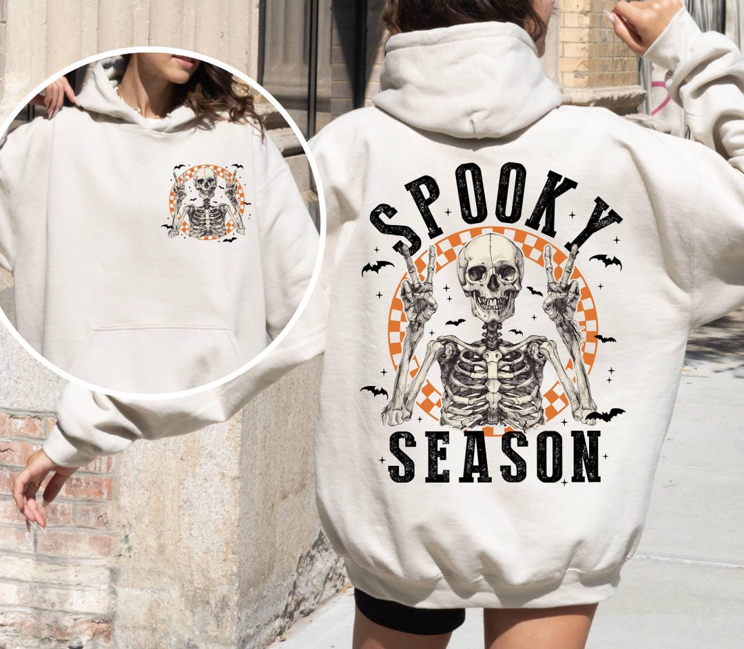 Spooky Season Hoodie,retro Halloween Skeleton Hoodie,women Halloween ...
