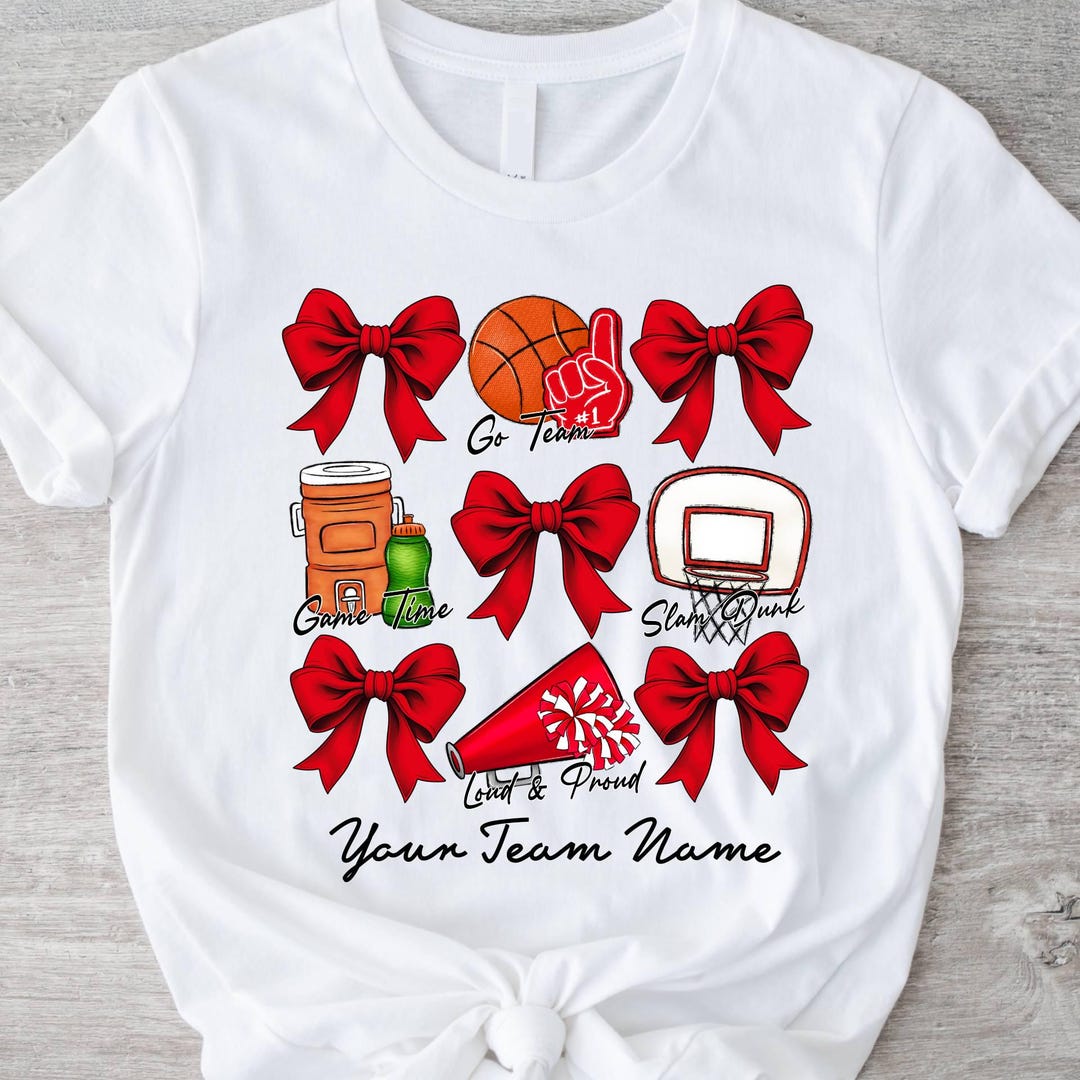 Personalized Basketball Bow Shirt, Custom Cheer Basketball Mom Tshirt ...