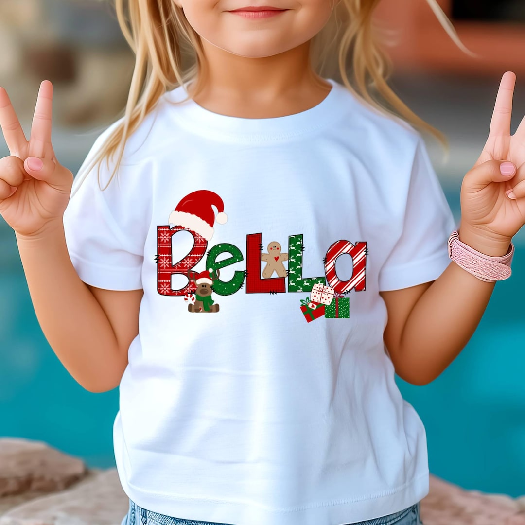 Custom Christmas Kids T-shirt, Personalized Christmas Name Shirt ...