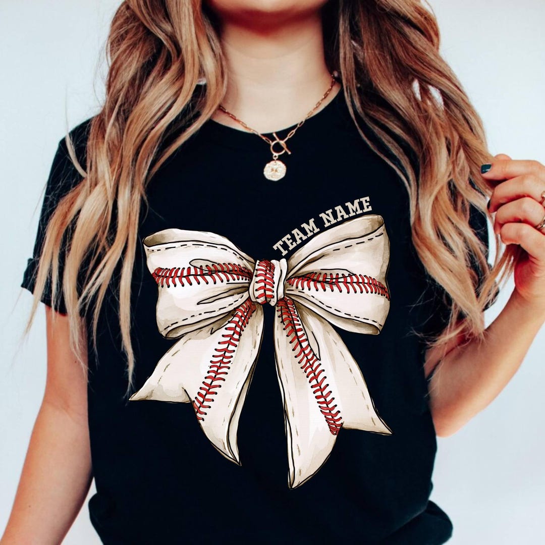 Custom Baseball Bow Shirt,baseball Mom Gift Shirt,coquette Baseball ...