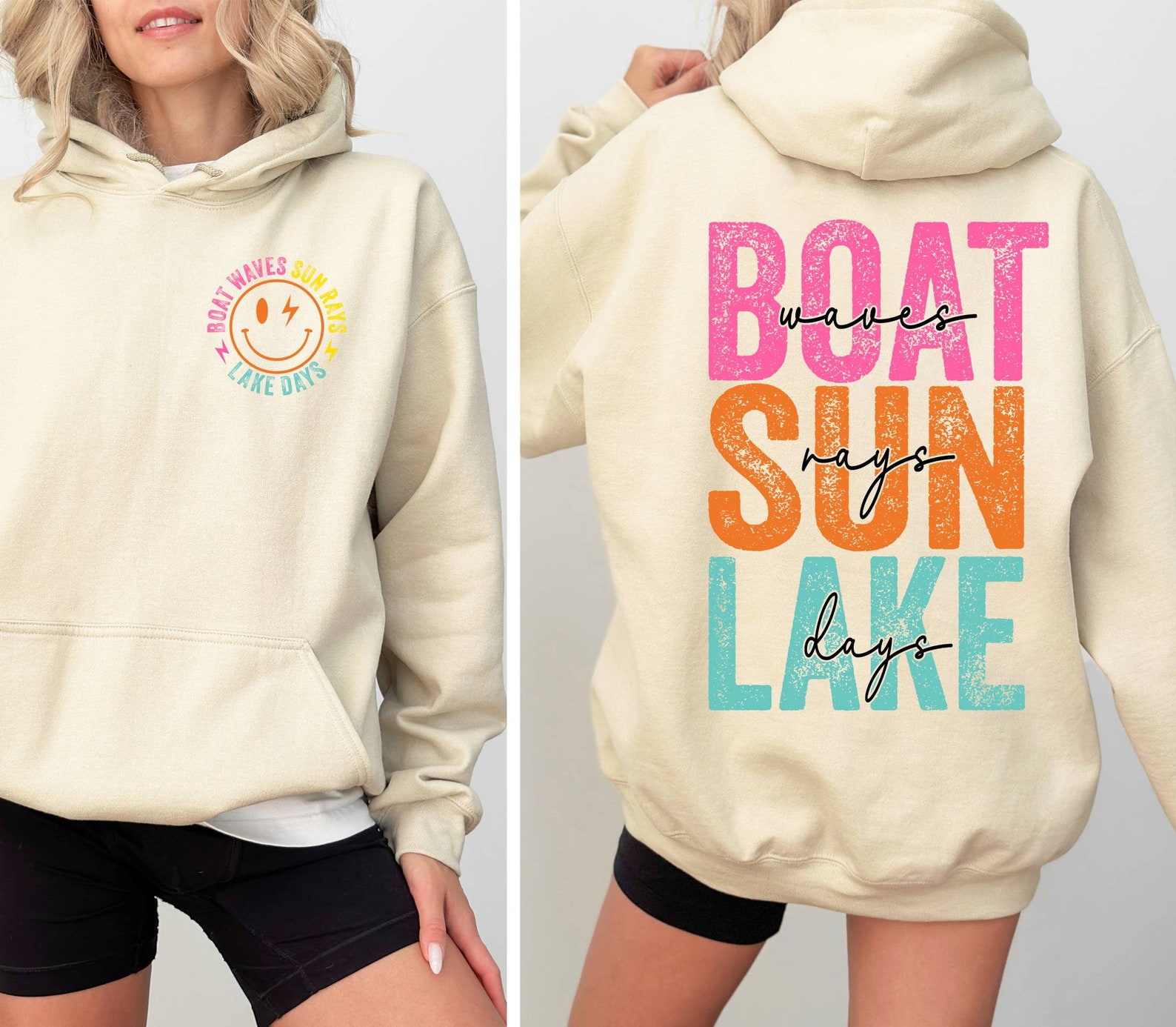 Lake Hoodies,boat Waves Sun Rays Lake Days Hoodie Gift for Friends Lake ...