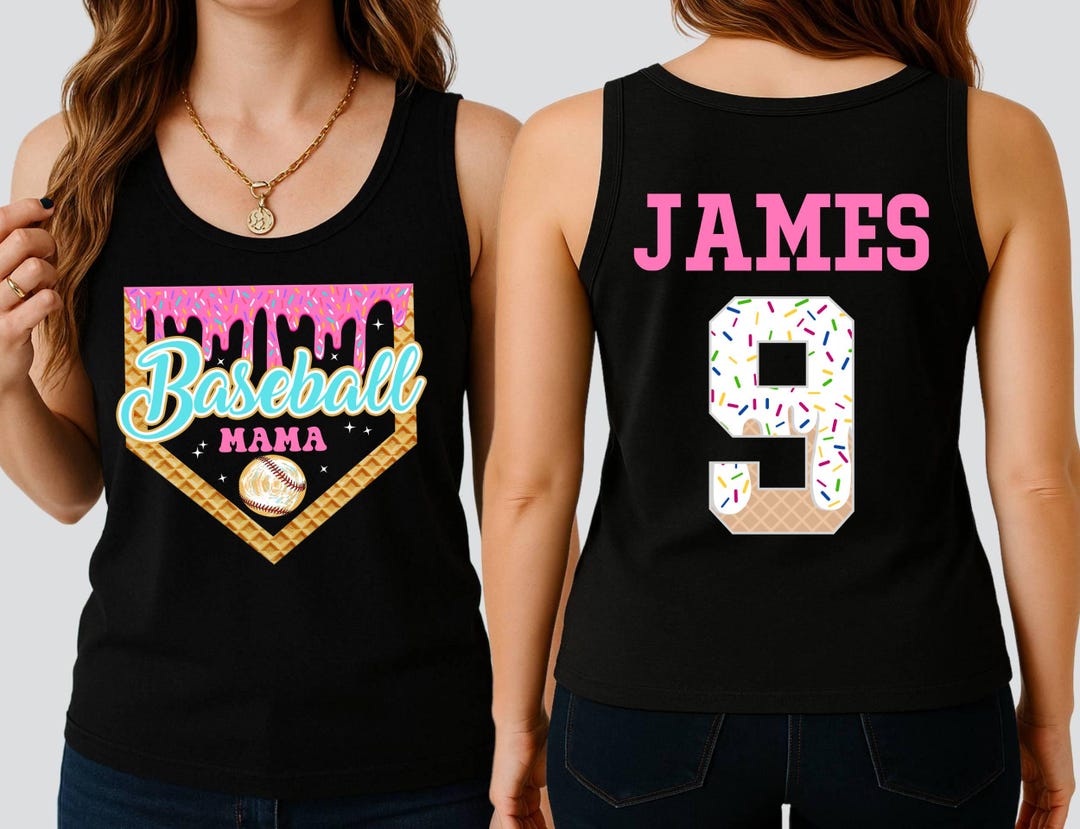 Custom Baseball Drip Mama Top Tank,team Mom Tank,personalized Ice Cream ...