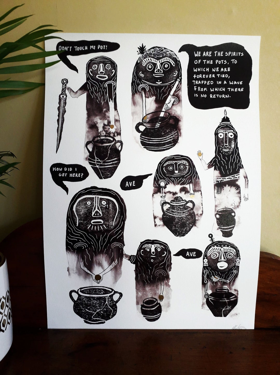 Roman Face-pot Spirits A3 Print Hand-finished Folk - Etsy