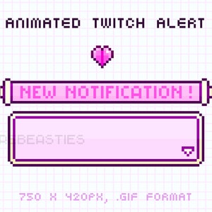 Cute Animated Alert for Twitch Pink Hearts 8bit Pixel Art Animation ...