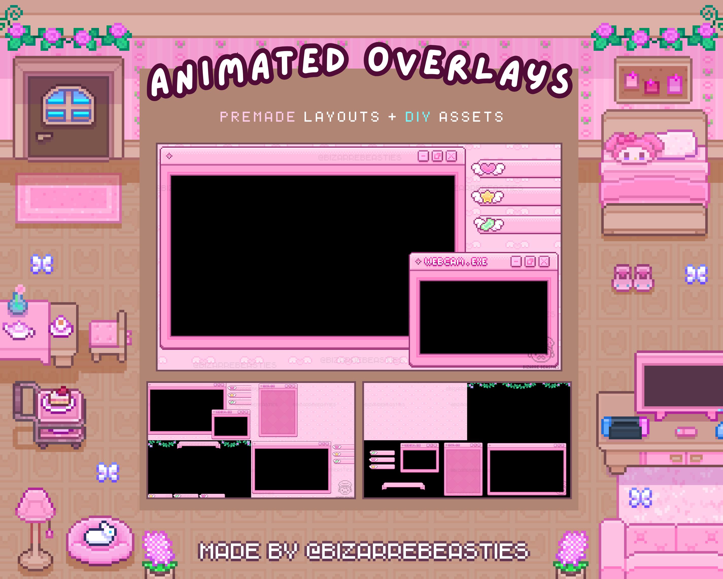 Cute Pixel Art Animated Stream Overlay Pack for Twitch, Youtube, Vtuber ...