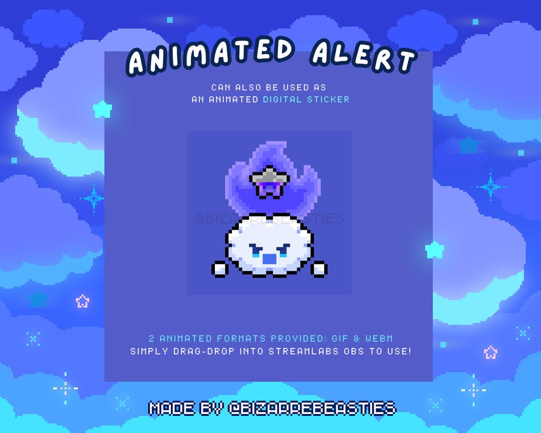 Cute Animated Stream Alert - Pixel Art Animated Twitch Alerts - Starry ...