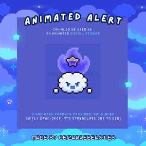 Cute Animated Stream Alert - Pixel Art Animated Twitch Alerts - Starry ...