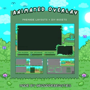 Premium Animated Stream Overlay ~ Cute Pixel Art Twitch Overlay, Just ...