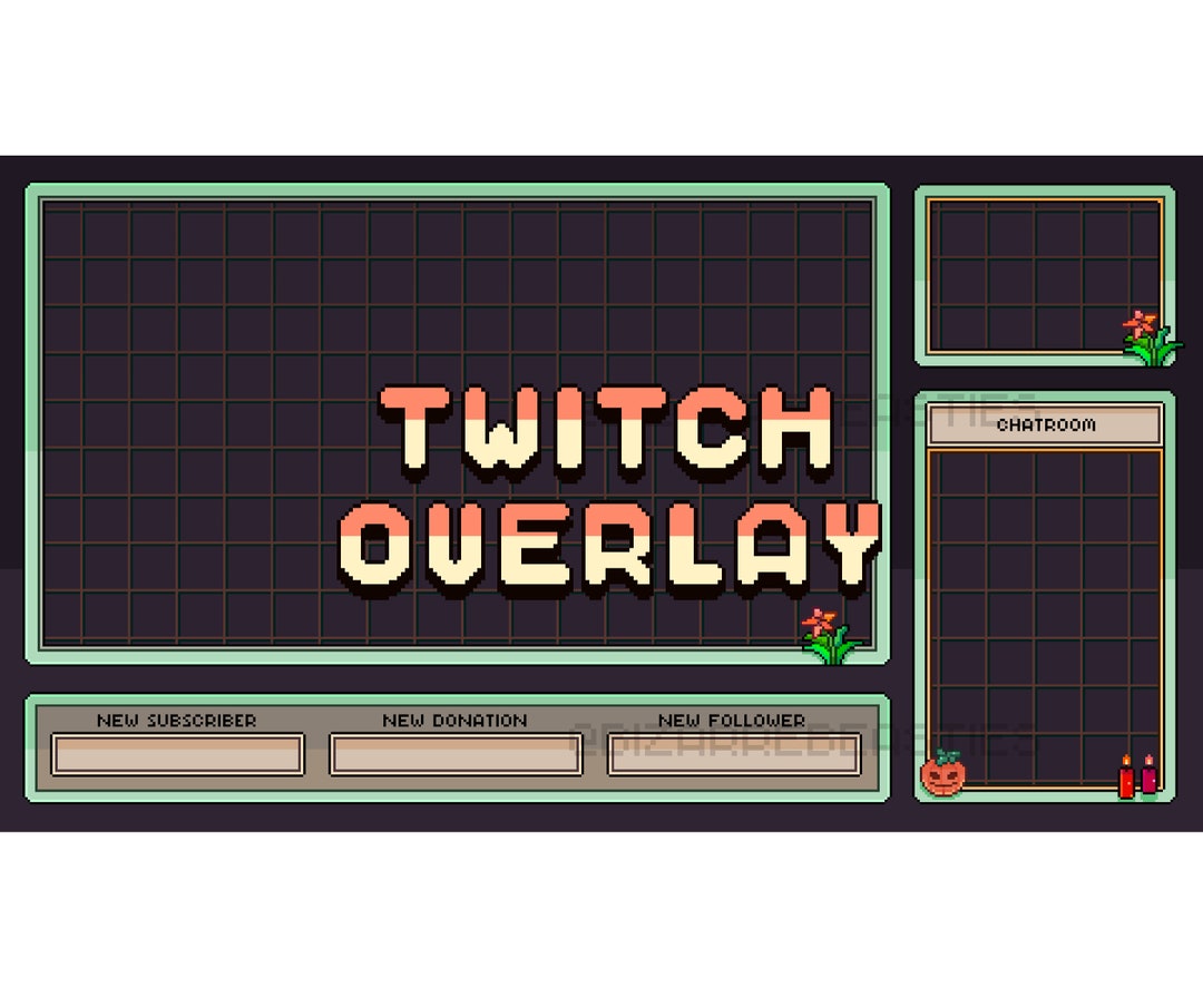 Cute Occult Magic Simple Twitch Overlay 8bit Pixel Art Twitch Overlays ...