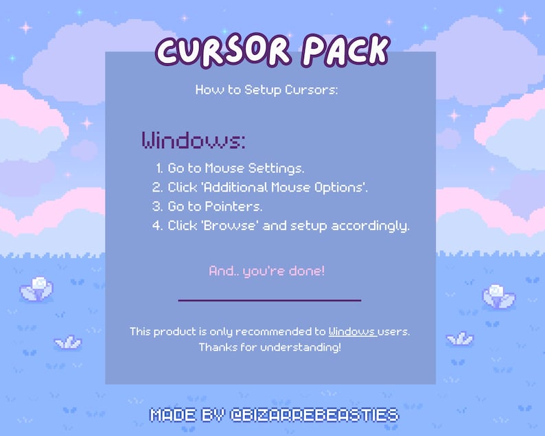 Kawaii Mouse Cursors Pack - 12 Designs - Desktop Decor - Cute Pixel Art ...