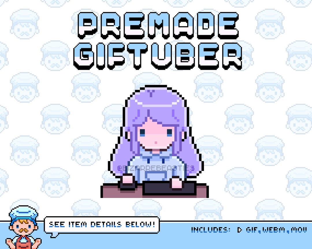 Animated Pixel Art Giftuber Premade Vtuber Model Streaming Avatar ...