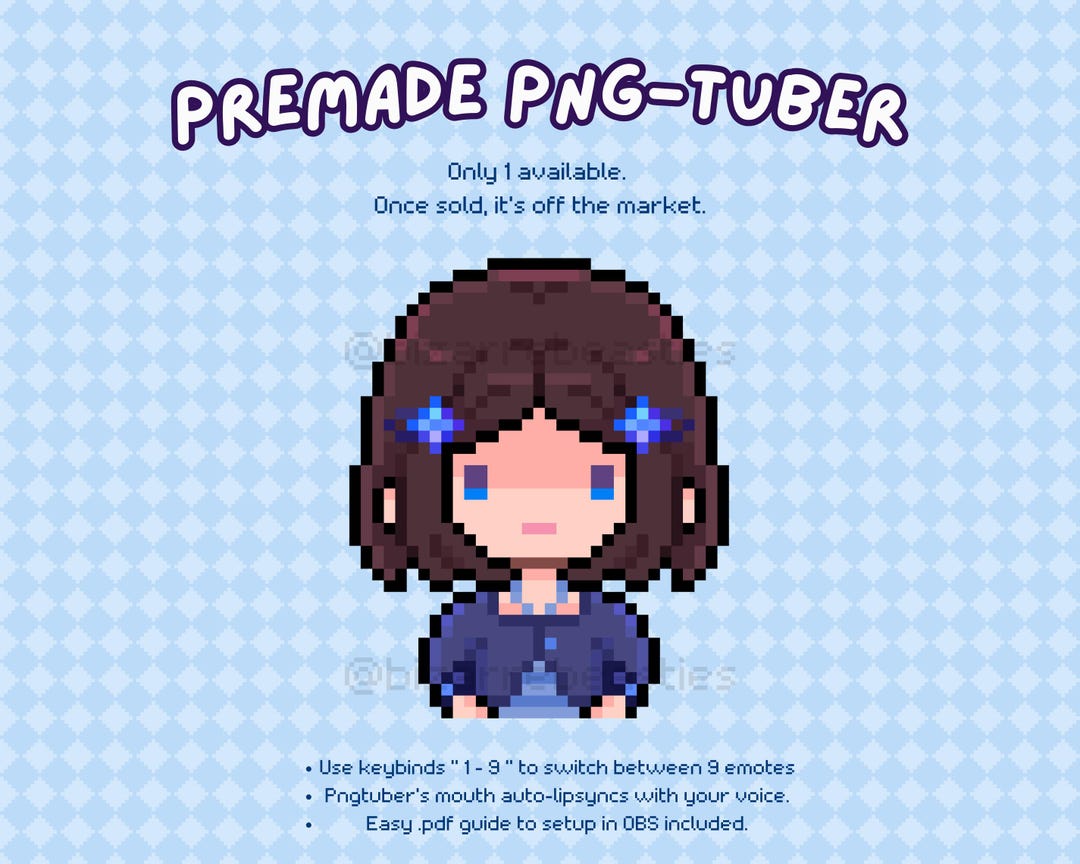 Premade Png-tuber Model - Only 1 Available - Pixel Art Vtuber Stream ...