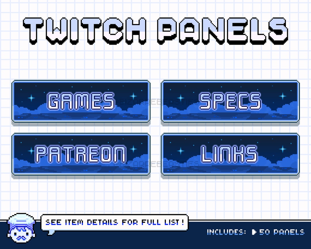 50x Cute Twitch Panels Pack Kawaii Pixel Art Stream Panels Bizarre ...
