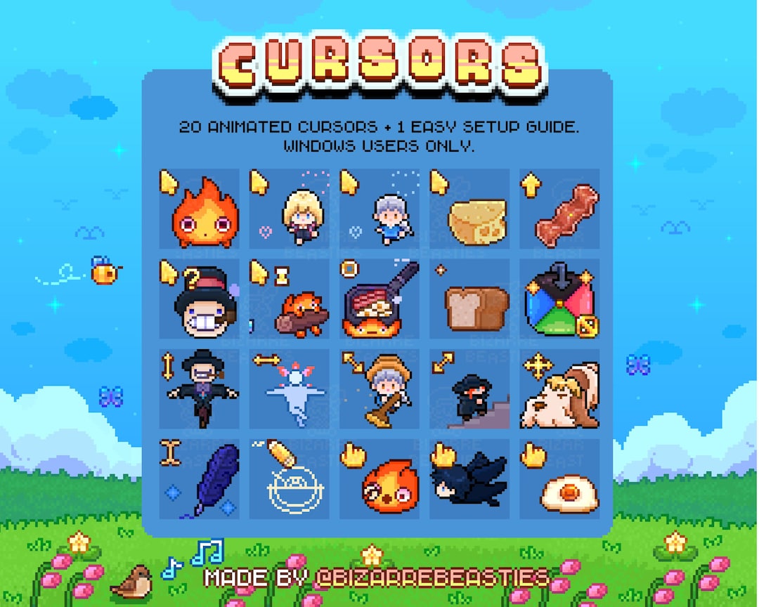Kawaii Mouse Cursors Pack - 12 Designs - Desktop Decor, Cute Pixel Art ...
