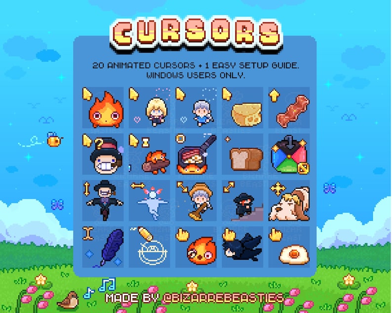 Kawaii Mouse Cursors Pack - 12 Designs - Desktop Decor, Cute Pixel Art ...