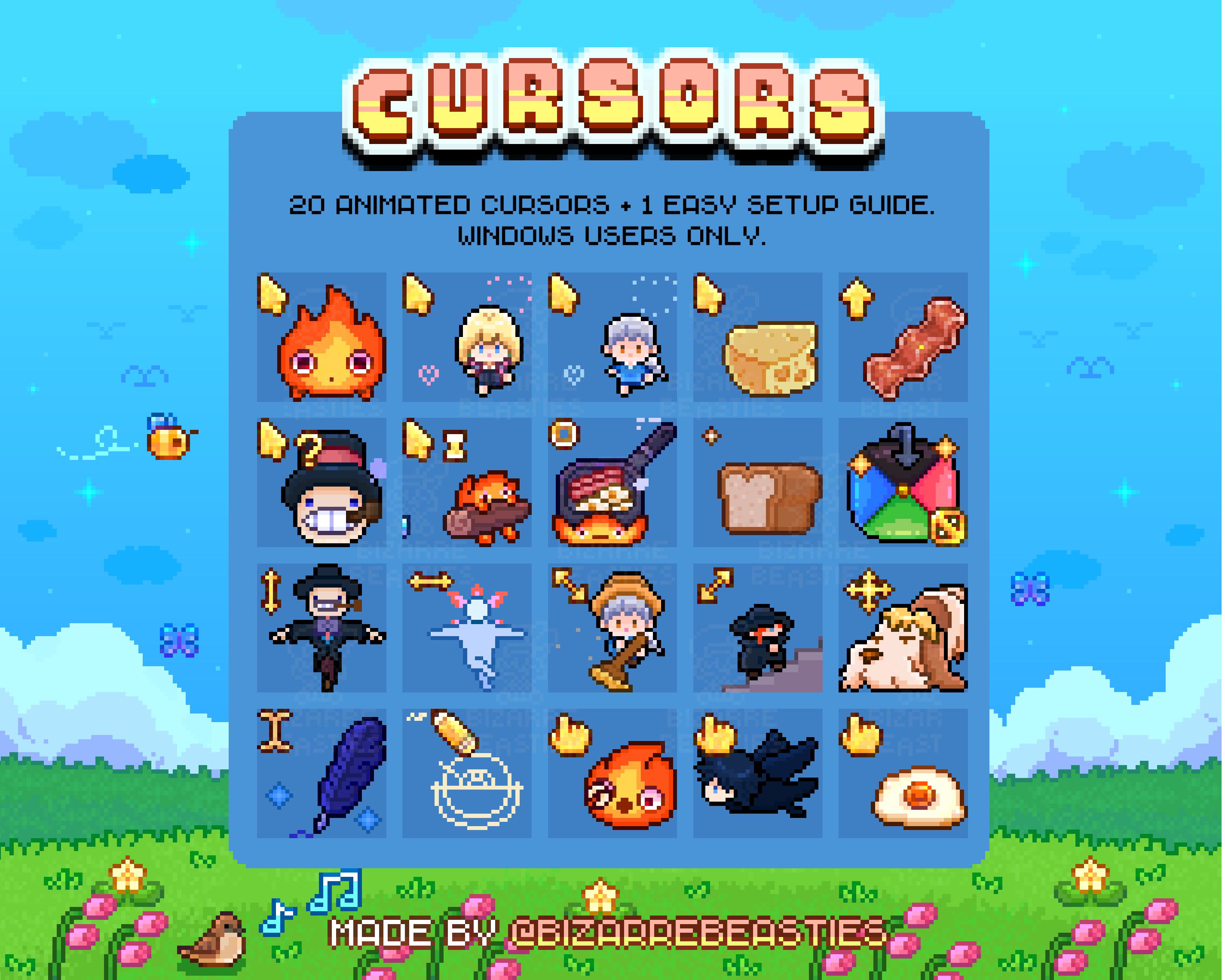 Kawaii Mouse Cursors Pack - 12 Designs - Desktop Decor, Cute Pixel Art ...