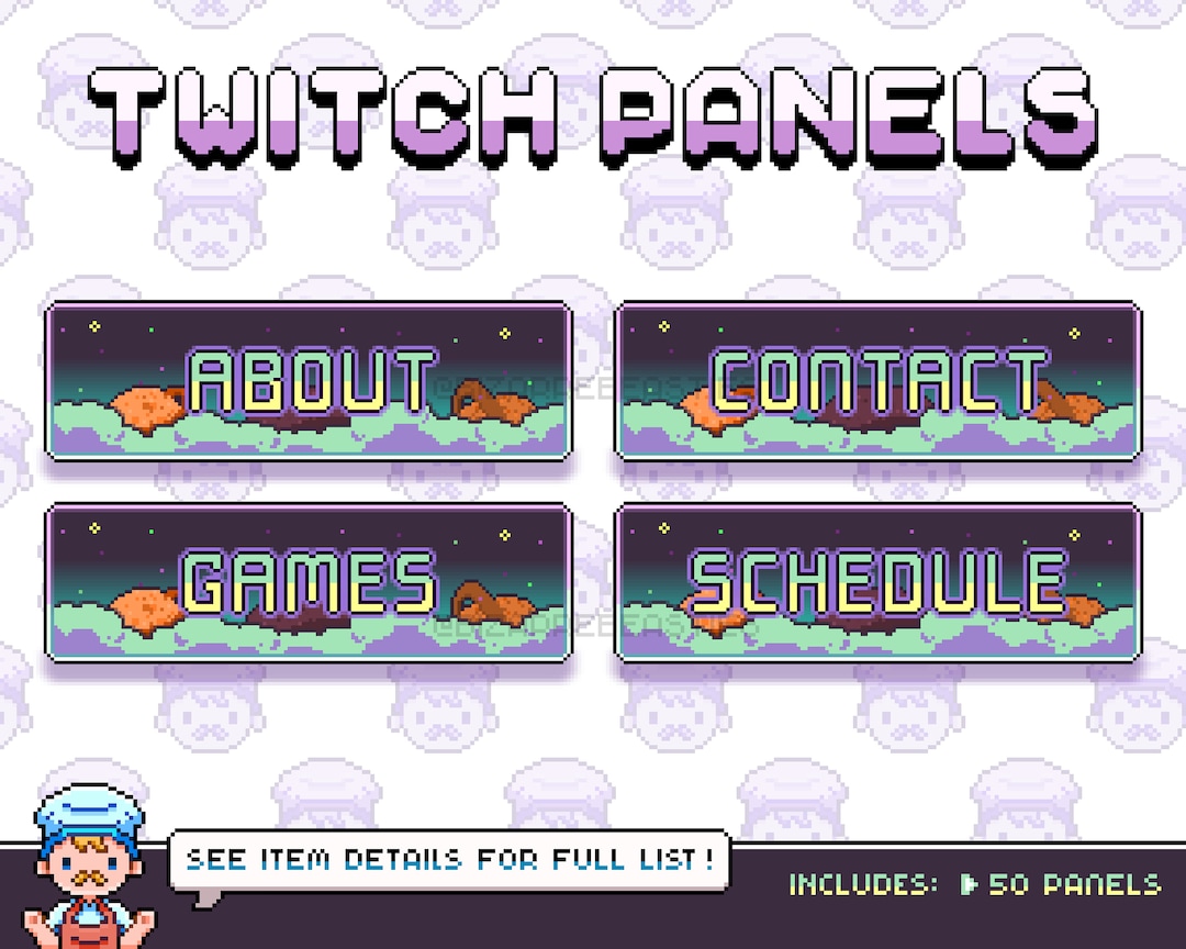50x Pixel Art Twitch Panels Stream Pack Stream Panels - Etsy