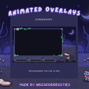 Premium Animated Twitch Overlay ~ Cute Pixel Art Stream Overlay, Just ...