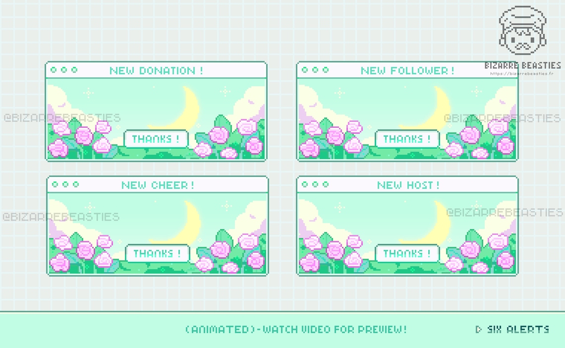 Cute 6x Animated Alerts Animated Twitch Alerts Pack - Etsy