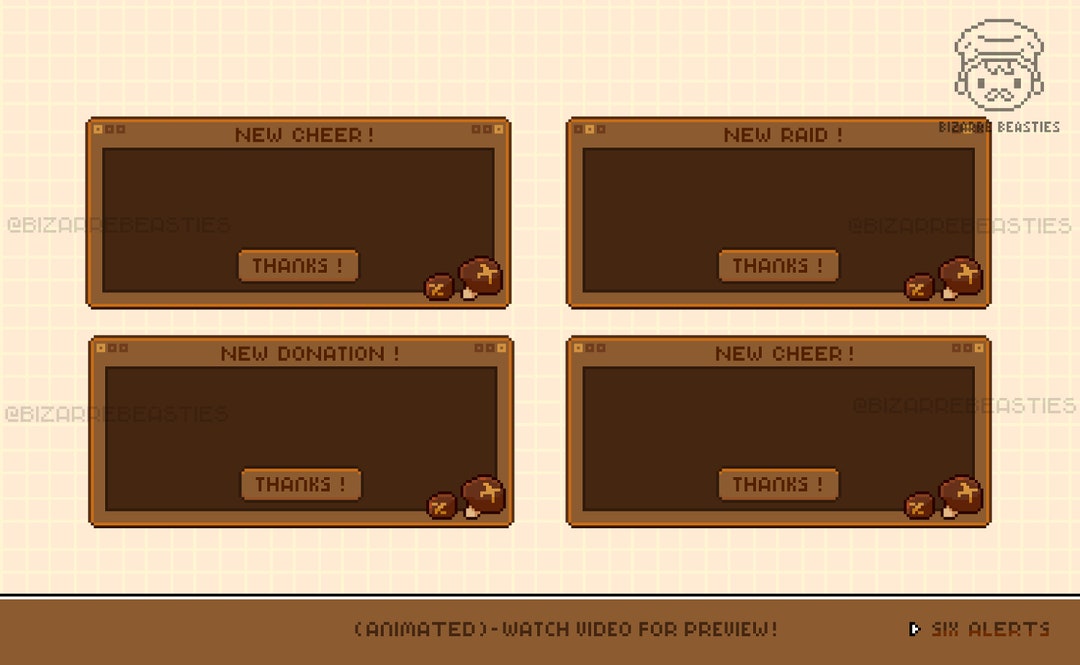 Cute 6x Animated Stream Alerts ~ Animated Twitch Alerts Pack ~ Pixel ...