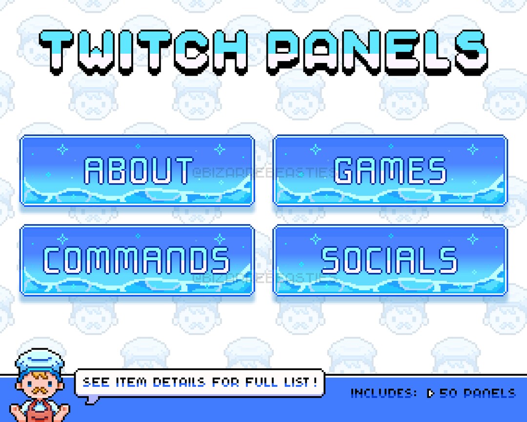 50x Cute Twitch Panels Stream Pack ~ 8-bit Pixel Art Panels, Streamer ...