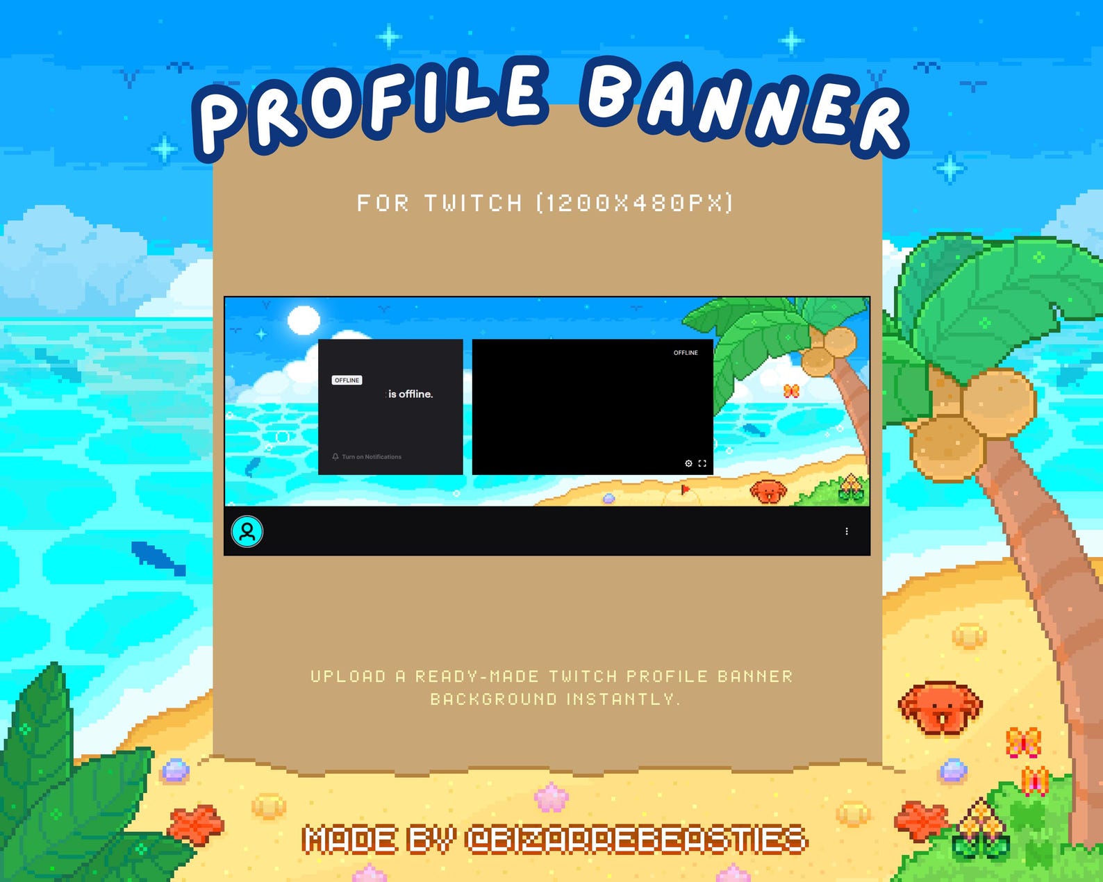 1x Twitch Profile Banner - Pixel Art Stream Package, Social Media ...