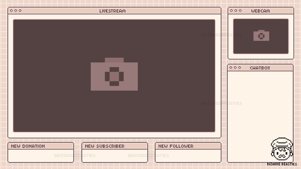 Editable Stream Overlay Pack Pixel Art Computer Windows - Etsy