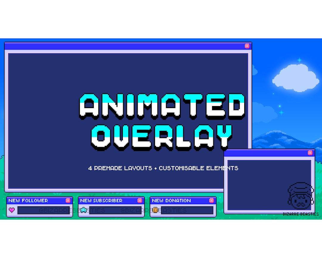 Premium Animated Stream Overlay ~ Webcam, Vtuber Layout, Animated ...