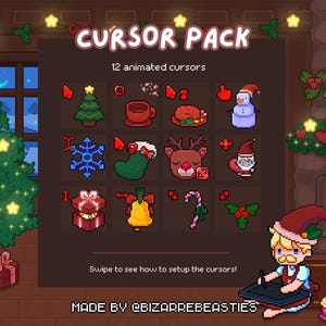 Kawaii Mouse Cursors Pack - 12 Designs - Desktop Decor - Cute Pixel Art Animated Cursor Pointer ...