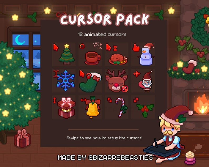 Kawaii Mouse Cursors Pack - 12 Designs - Desktop Decor - Cute Pixel Art ...