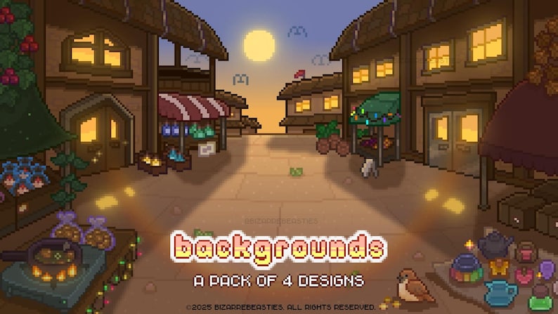 4 Pixel Art Animated Backgrounds - Vtuber Bg, Youtube Channel Intro ...