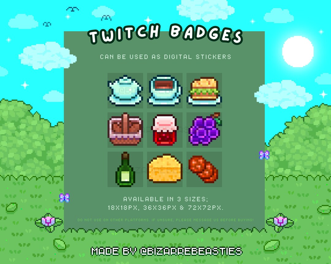 9 Cute Twitch Sub Badges - Pixel Art Digital Stickers, Subscriber ...