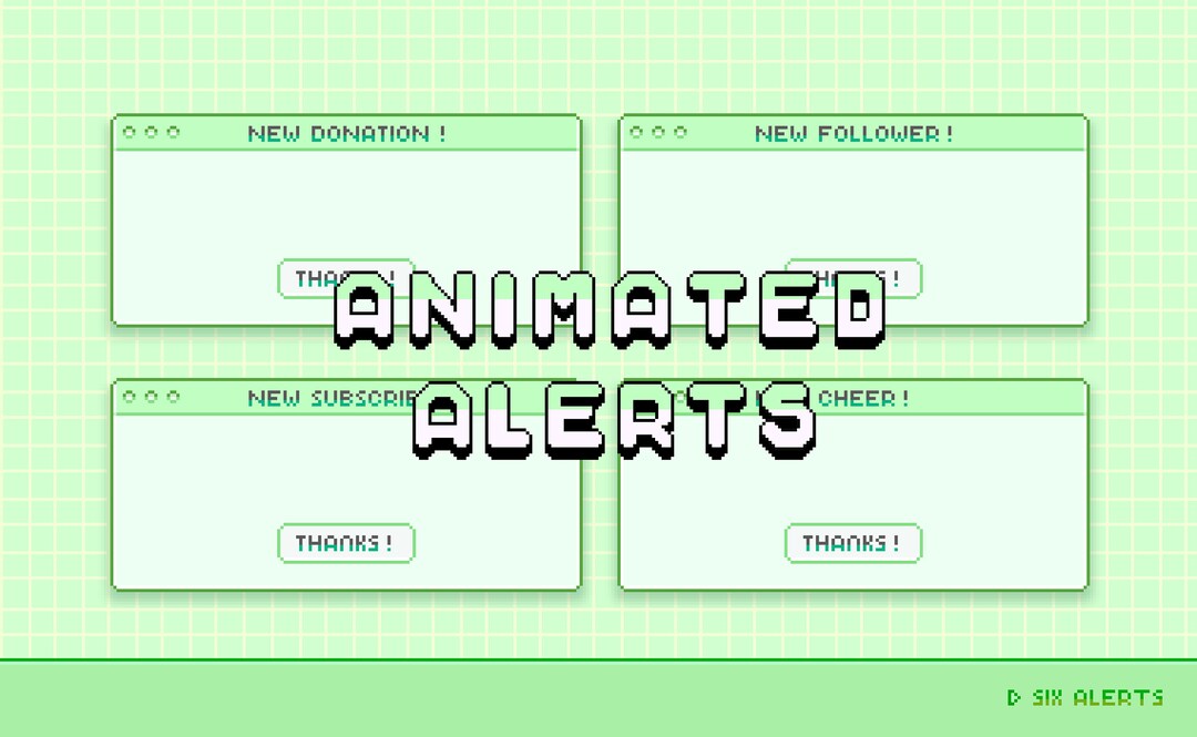 Cute 6x Animated Alerts ~ Green Animated Twitch Alerts Pack ~ 8bit ...