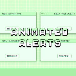 Cute 6x Animated Alerts Green Animated Twitch Alerts Pack 8bit Pixel ...