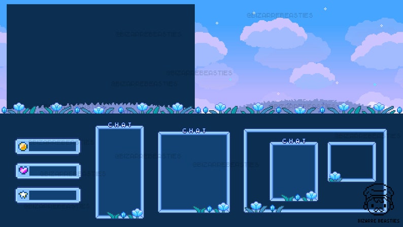 Premium Animated Twitch Overlays ~ Cute Pixel Art Stream Overlays, Just ...