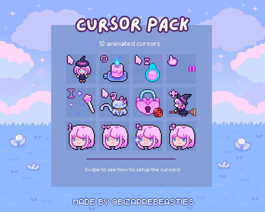 Kawaii Mouse Cursors Pack - 12 Designs - Desktop Decor - Cute Pixel Art ...