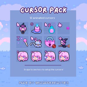 Kawaii Mouse Cursors Pack - 12 Designs - Desktop Decor - Cute Pixel Art ...