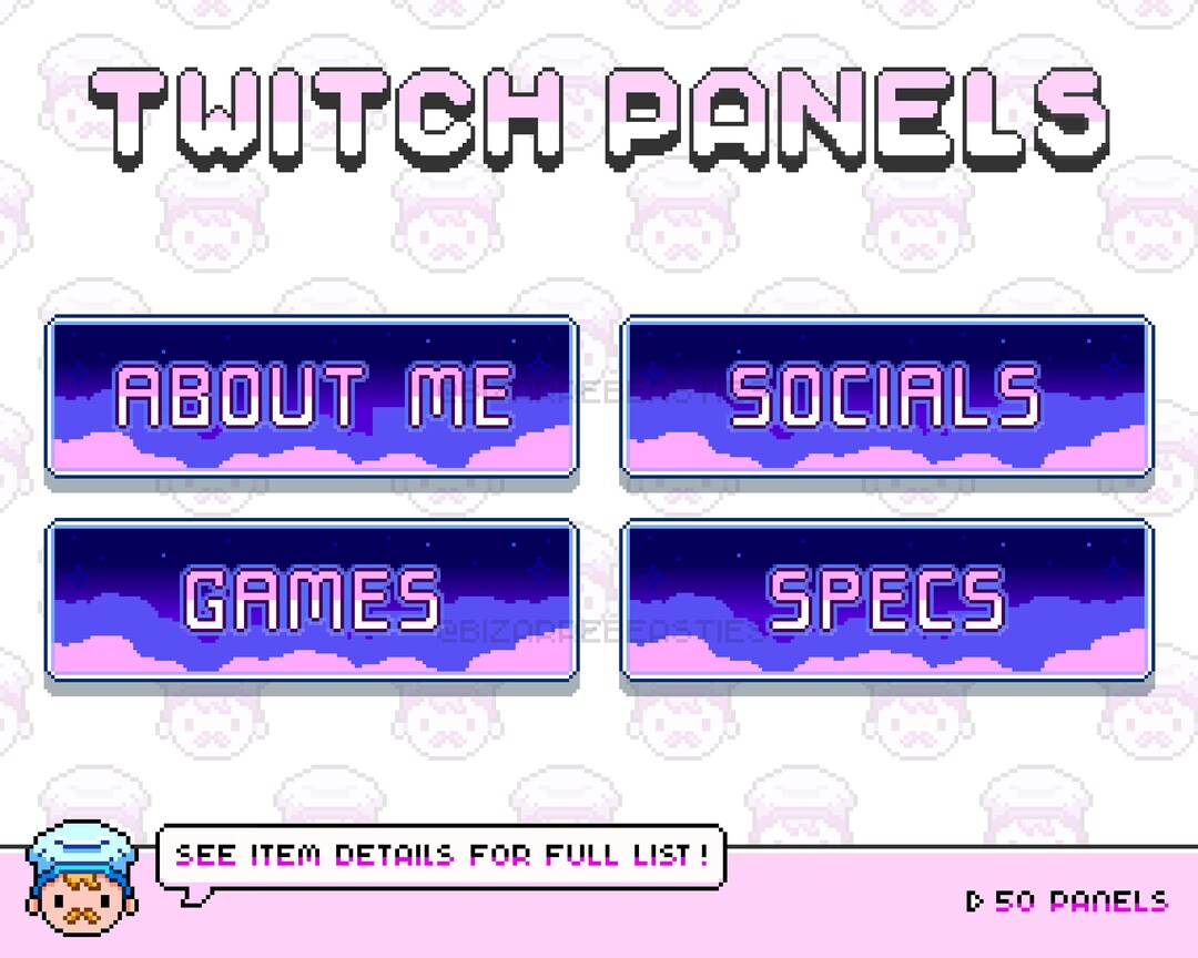 50x Twitch Panels Pack ~ Pixel Art Panels, Stream Panels, Stream ...