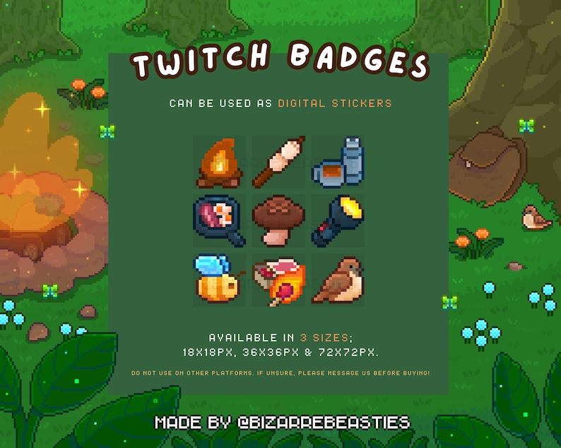 9 Cute Pixel Art Twitch Sub Badges - Bits Tier Badges, Digital Stickers ...