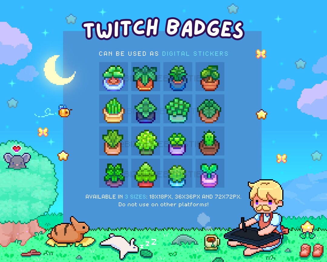 16 Pixel Art Twitch Sub Badges - 16 Bits Badges, Stream Decor, Digital ...