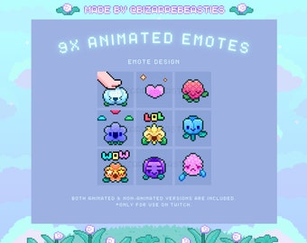 9x Animated Pixel Art Twitch Emotes Subscriber Rewards, Cute 8-bit ...