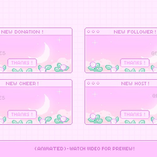 Cute 6x Animated Alerts Animated Twitch Alerts Pack | Etsy